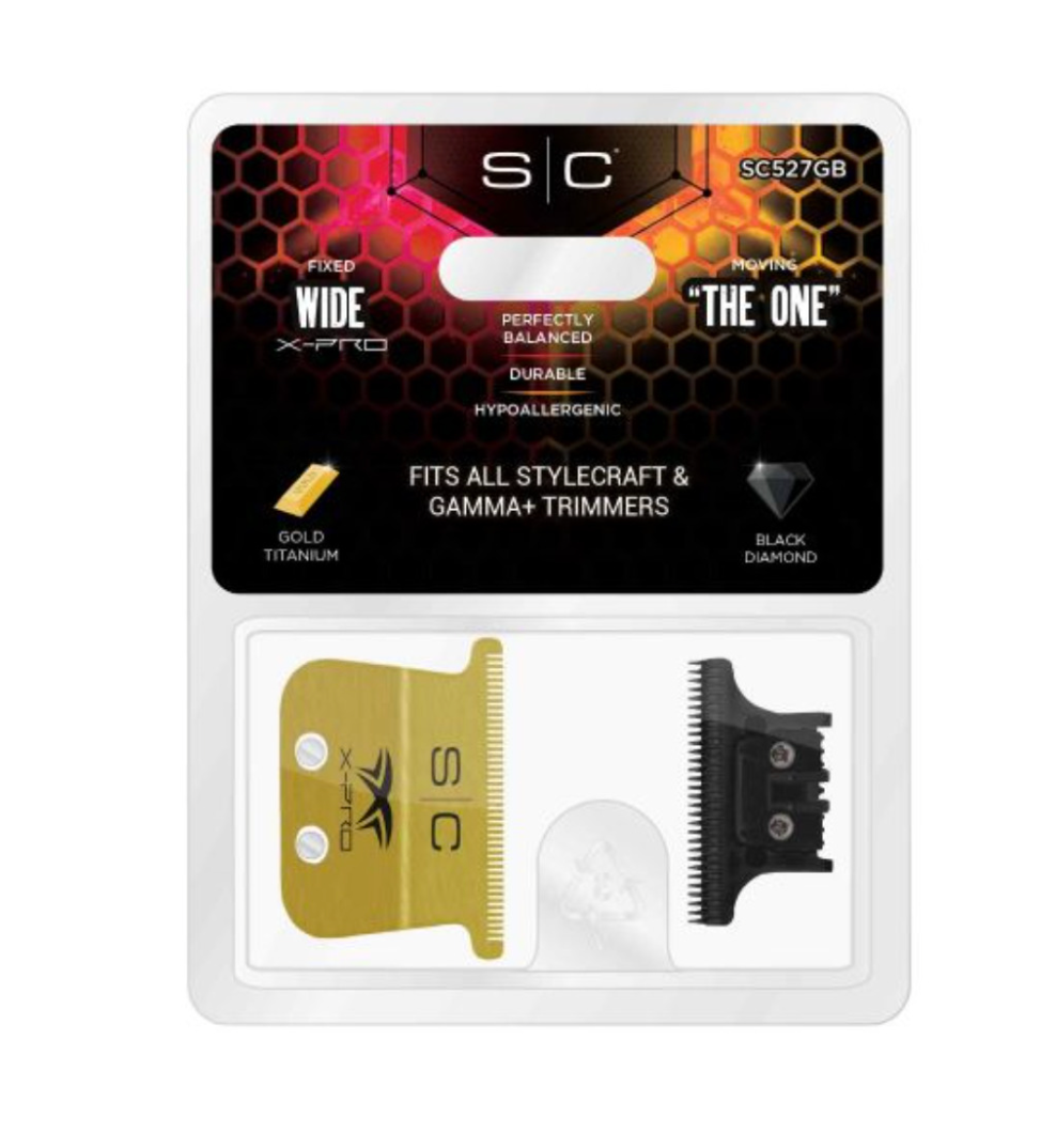StyleCraft S|C Fixed Gold Titanium X-Pro Wide Hair Trimmer Blade with