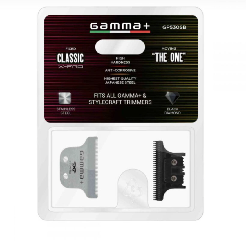 Gamma+ Fixed Classic Stainless Steel X-Pro Wide Hair Trimmer Blade wit